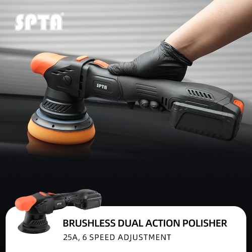 SPTA CP404 Black&Orange 5"Brushless Dual Action Polisher Portable-type ...